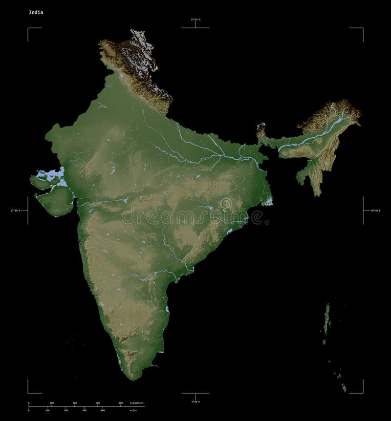 India shape on black. Pale stock illustration. Illustration of science ...