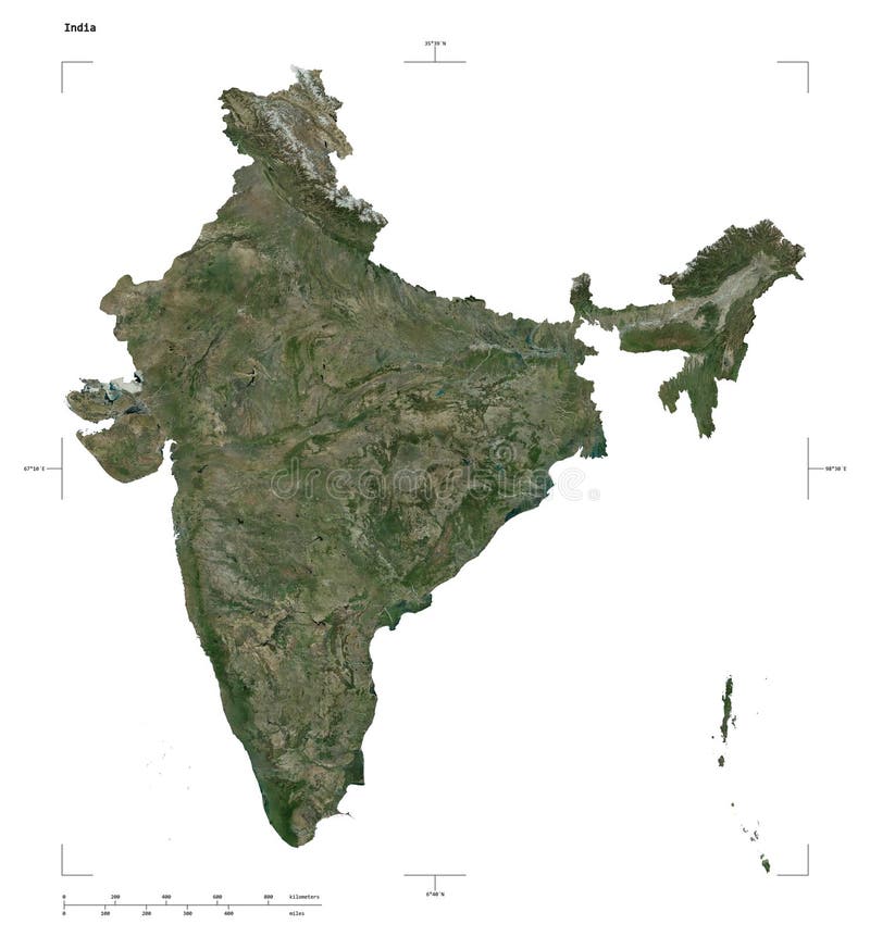 India Shape on White. High-res Satellite Stock Illustration ...