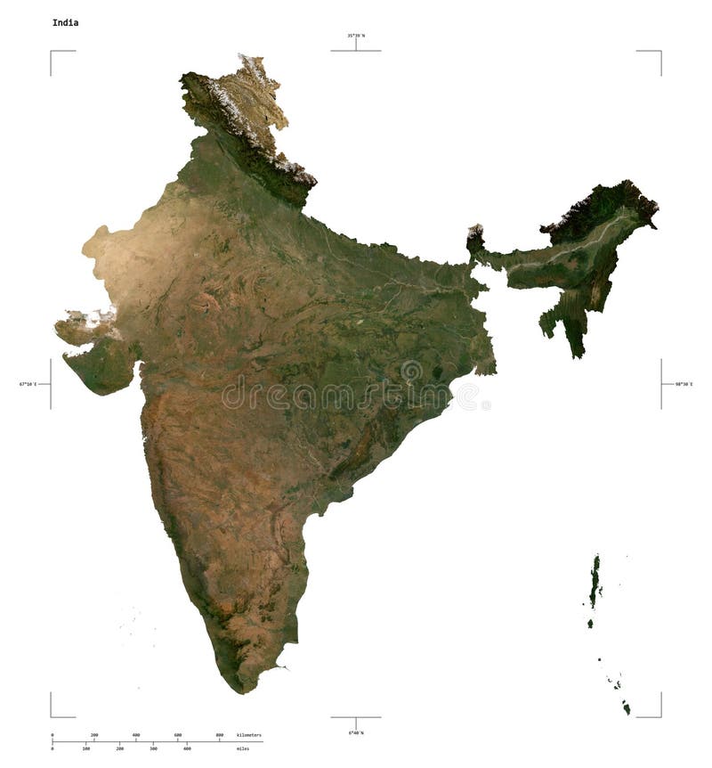 India Shape on White. Low-res Satellite Stock Illustration ...