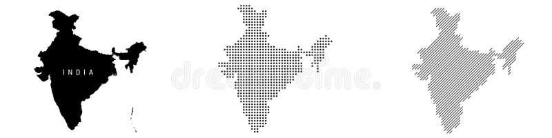India Silhouette Map and Two Patterns of Dots and Slanted Lines. Flat ...