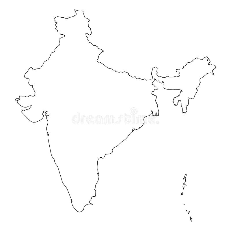 India - Solid Black Silhouette Map of Country Area. Simple Flat Vector ...