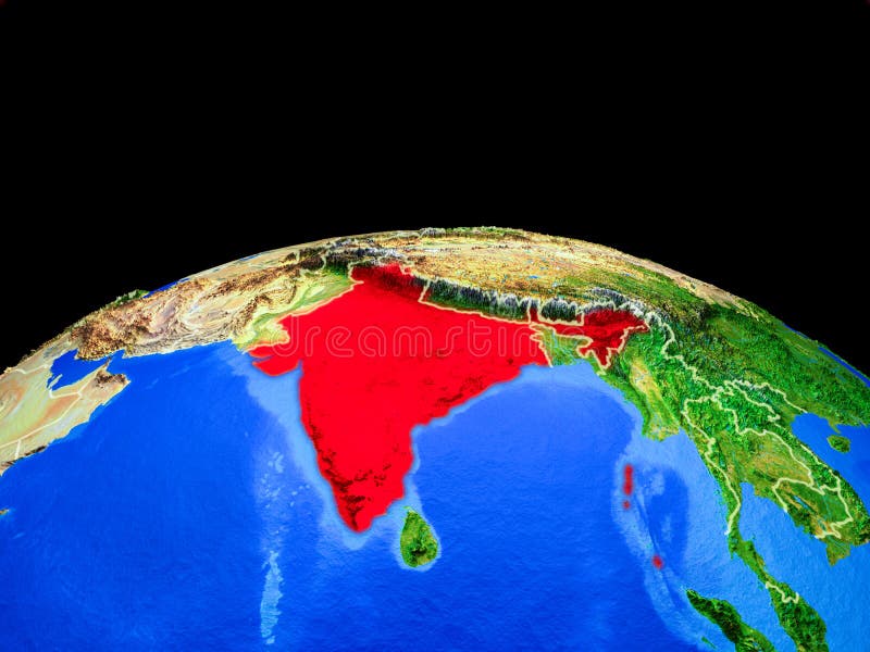 India on Earth from space stock illustration. Illustration of country ...