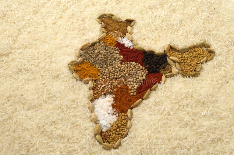 India Spice Map Surronded by White Rice Stock Illustration ...