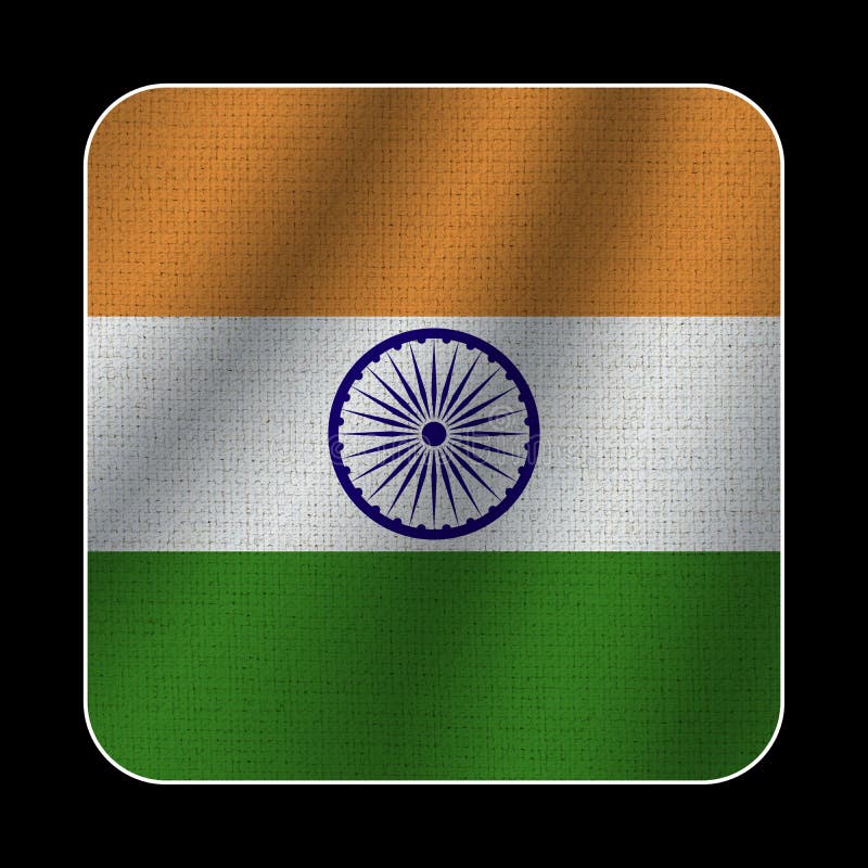 India Square Realistic Flag Fabric Texture Effect Illustration Stock ...