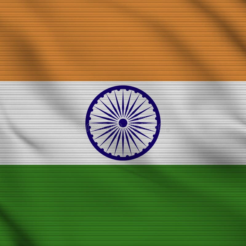India Square Realistic Flag Fabric Texture Effect Illustration Stock ...