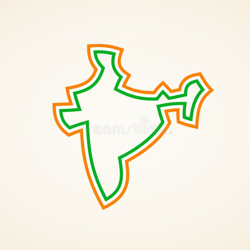 India - Stylized Outline Map in Colors of the Flag Stock Vector ...