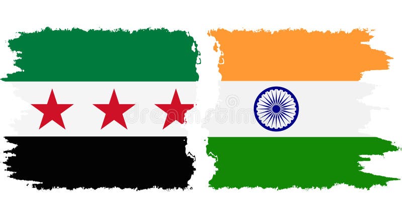 India and Syrian Revolution Grunge Flags Connection Vector Stock Vector ...