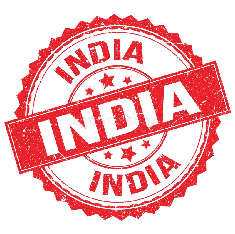 INDIA Text on Red Round Stamp Sign Stock Illustration - Illustration of ...
