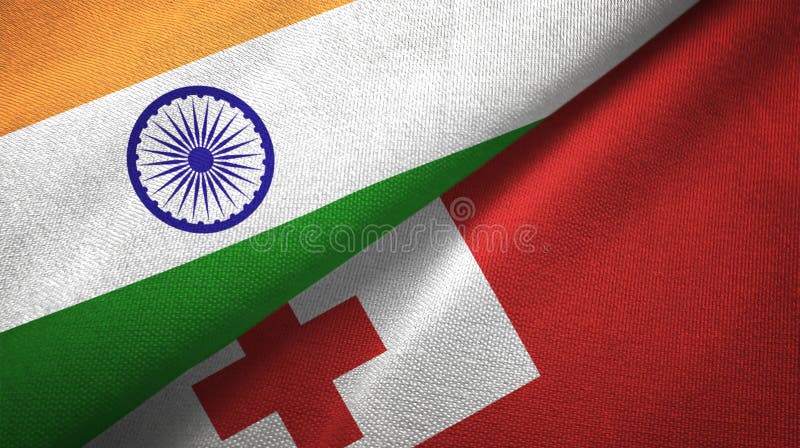 Indian,Tonga Flags Together Waving Against Blue Sky Stock Illustration ...