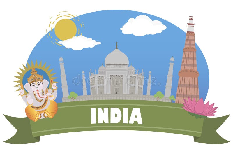 India Tourism Travel and Indian Culture Attractions Vector Symbols Set ...