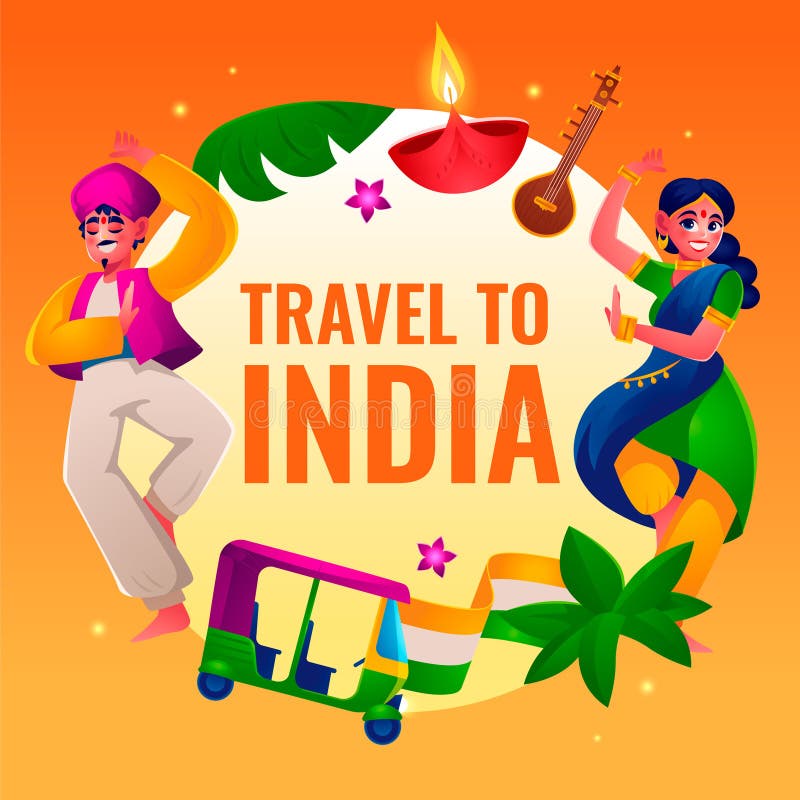 India Travel Hand Drawn Frame Stock Illustration - Illustration of ...