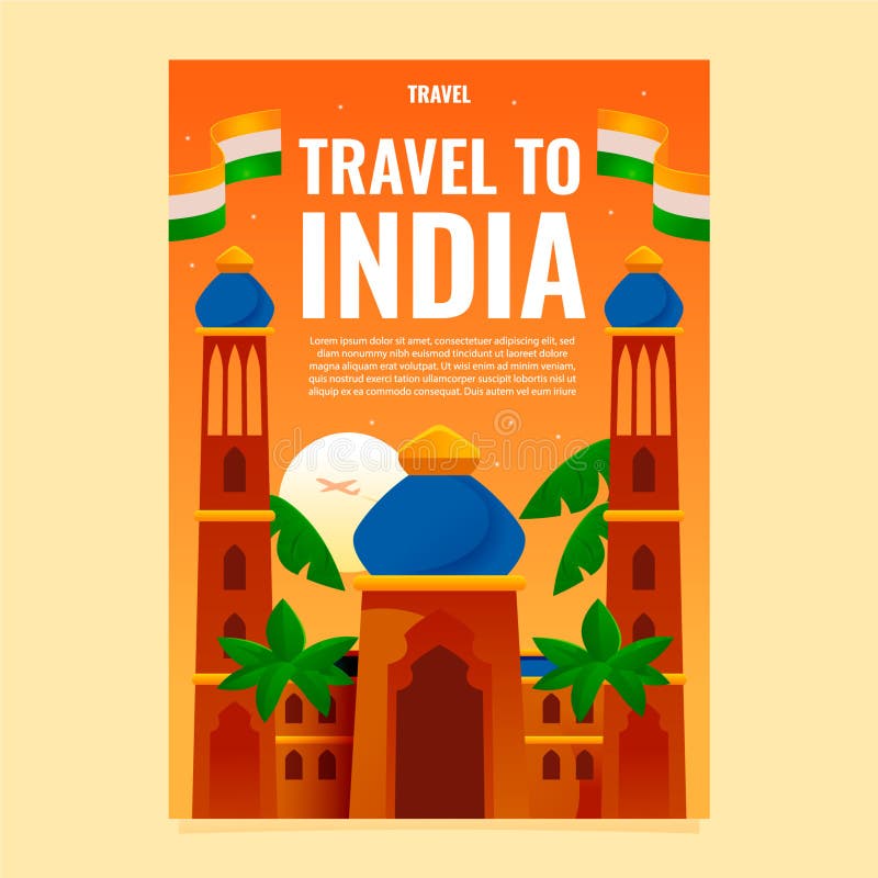 India Travel Hand Drawn Poster Stock Illustration - Illustration of ...