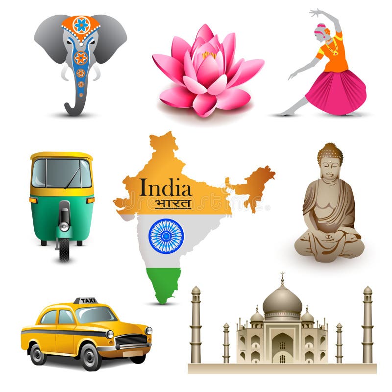 India Travel Set Icons, Vector Stock Vector - Illustration of asia ...