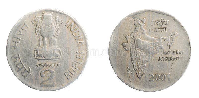 India Two Rupees Coin on a White Isolated Background Stock Image ...