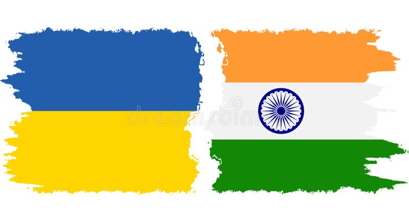 India and Ukraine Grunge Flags Connection Vector Stock Vector ...