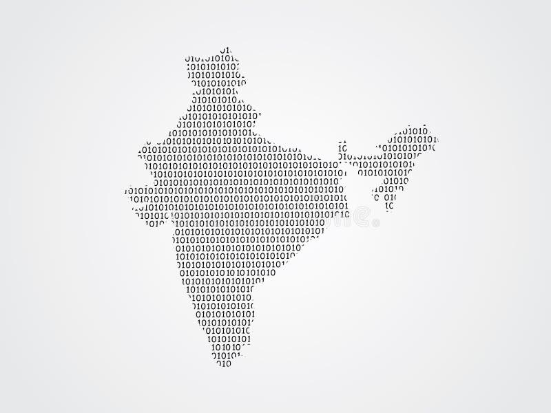 India Vector Map Illustration Using Binary Codes on White Background To ...