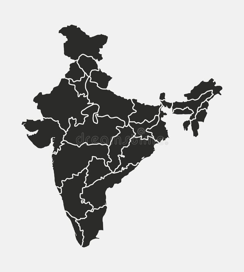 India Vector Map Isolated on White Background. India Map with States ...