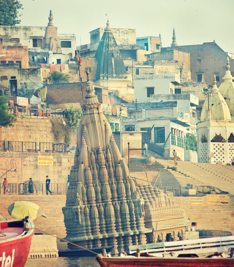 India, View on Varanasi Ghats. Editorial Image - Image of architecture ...