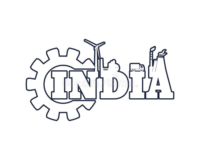 India word and gear stock vector. Illustration of concept - 134433521