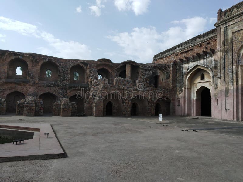Indian Ancient Wall with Gate Side View with Jail Stock Image - Image ...