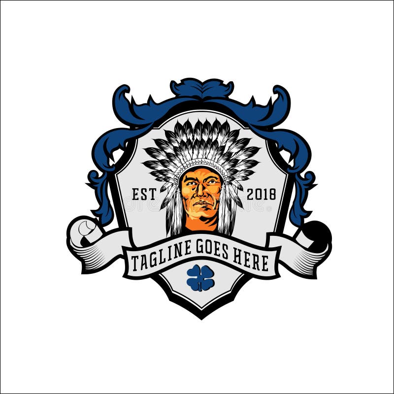 Apache Head Front View Color Illustration Design Stock Vector ...