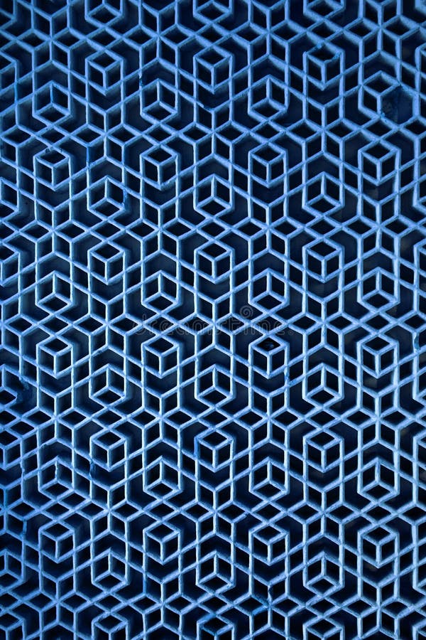 Classic Blue Arabian Pattern. Window with Many Holes Stock Photo ...