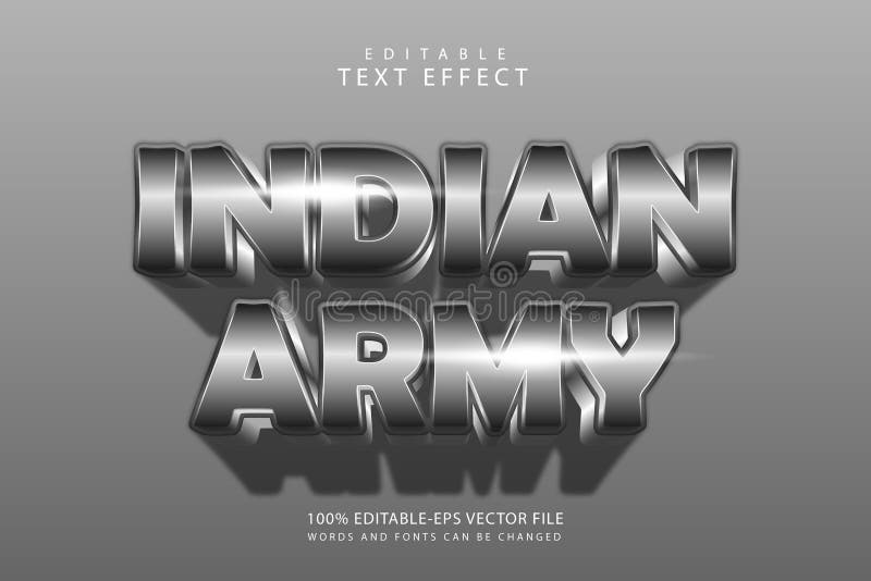 Indian Army Editable Text Effect 3 Dimension Emboss Modern Style Stock ...