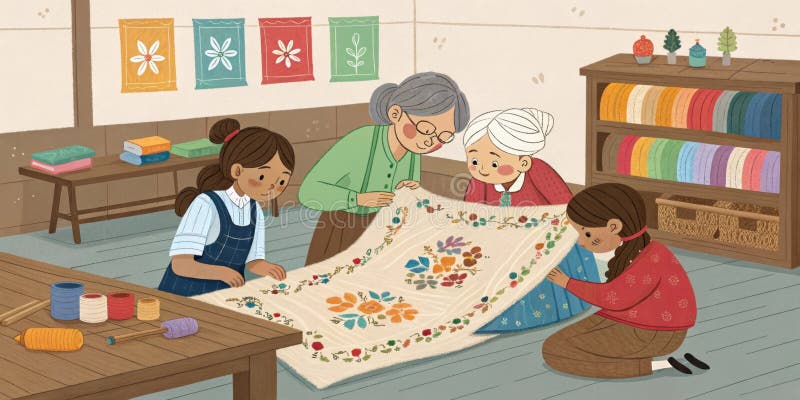 Indian Artisans Collaborating on Traditional Textile Artwork Stock ...