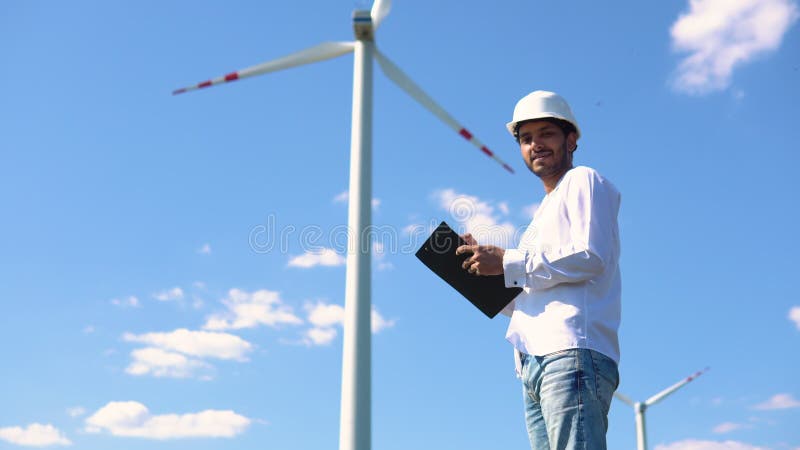 Indian Asian Power Engineer are Working with Wind Turbines Stock Video ...