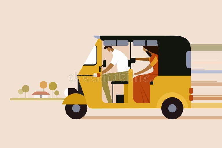 Moving Indian Three Wheeler Auto Rickshaw Stock Illustrations – 2 ...