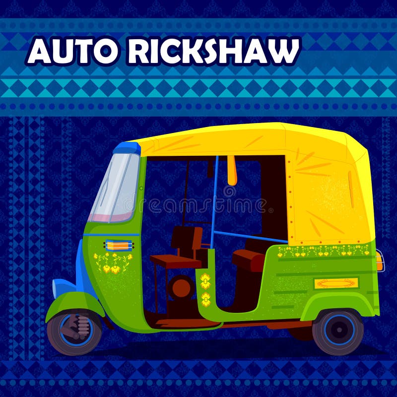 Indian Auto Rickshaw Vector Illustration Stock Vector - Illustration of ...