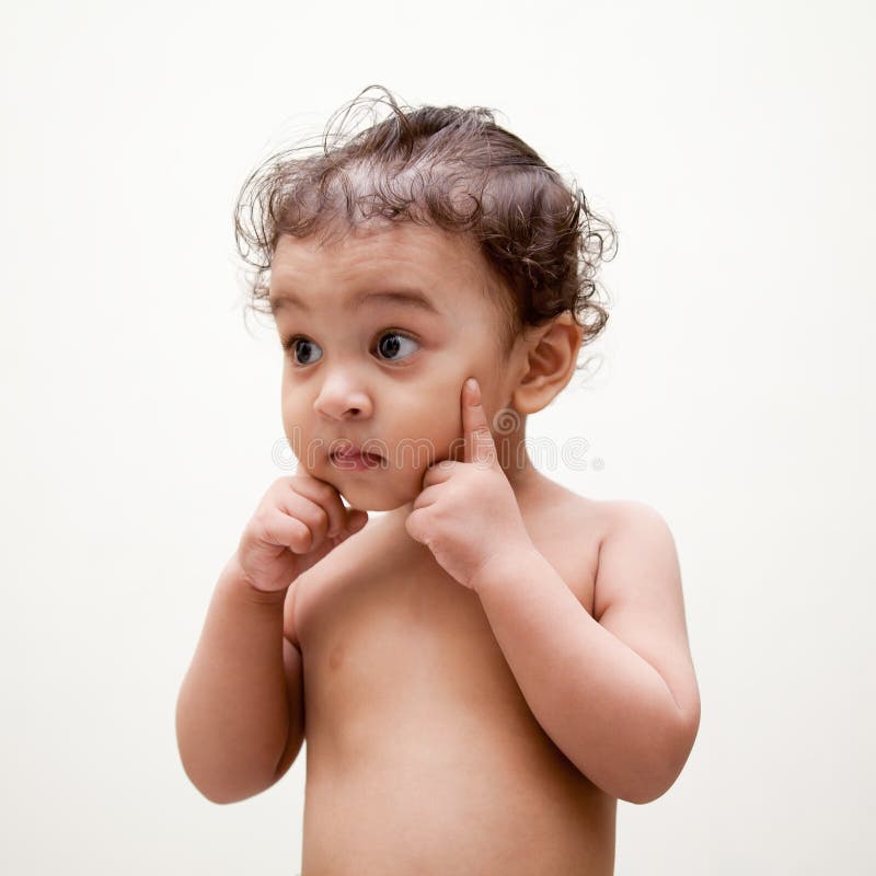 Indian Infant with Cute Expression Stock Image - Image of child ...