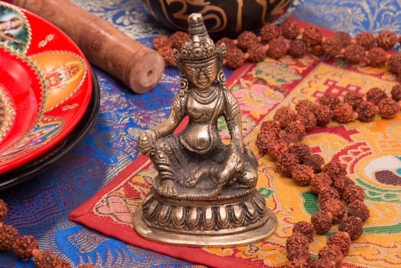 Indian Background with Various Ritual Objects Stock Photo - Image of ...