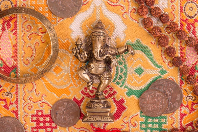 Indian Background with Various Ritual Objects Stock Image - Image of ...