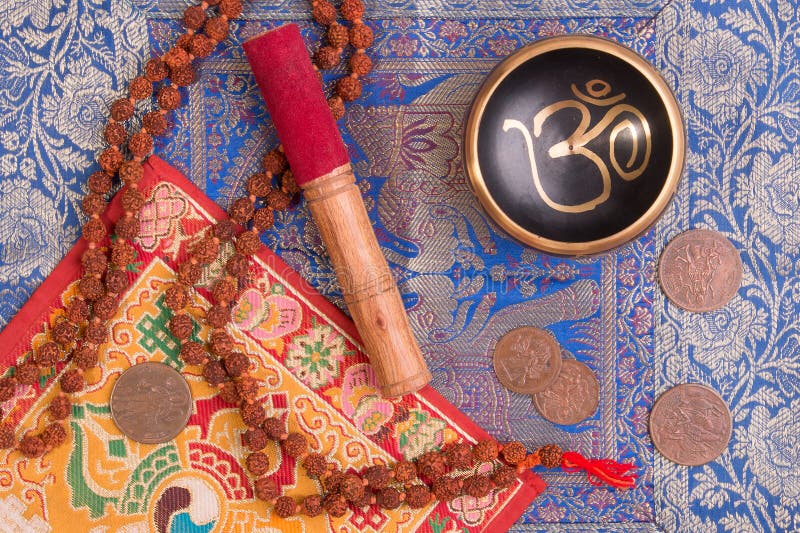 Indian Background with Various Ritual Objects Stock Image - Image of ...