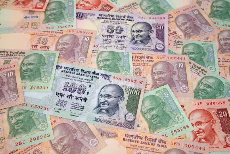 Indian banknotes stock image. Image of rupee, mahatma - 176458529