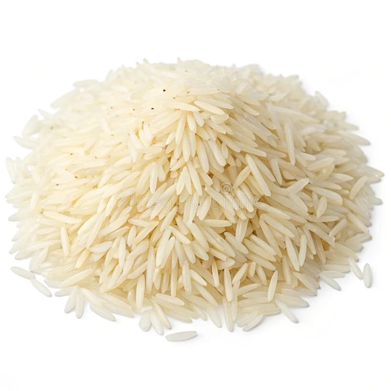 Indian Basmati White Rice Isolated on White Background Stock ...
