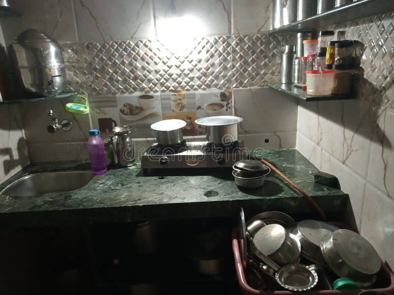Indian Beautiful Kitchen in Slum Area Stock Image - Image of beautiful ...
