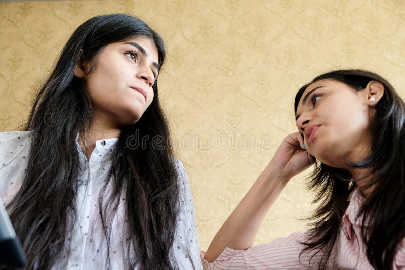 Indian Best Friends Talking about Life at Home Stock Photo - Image of ...