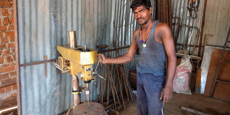 Indian Blacksmith Working on the Streets. Pictured in Ahmedabad India ...