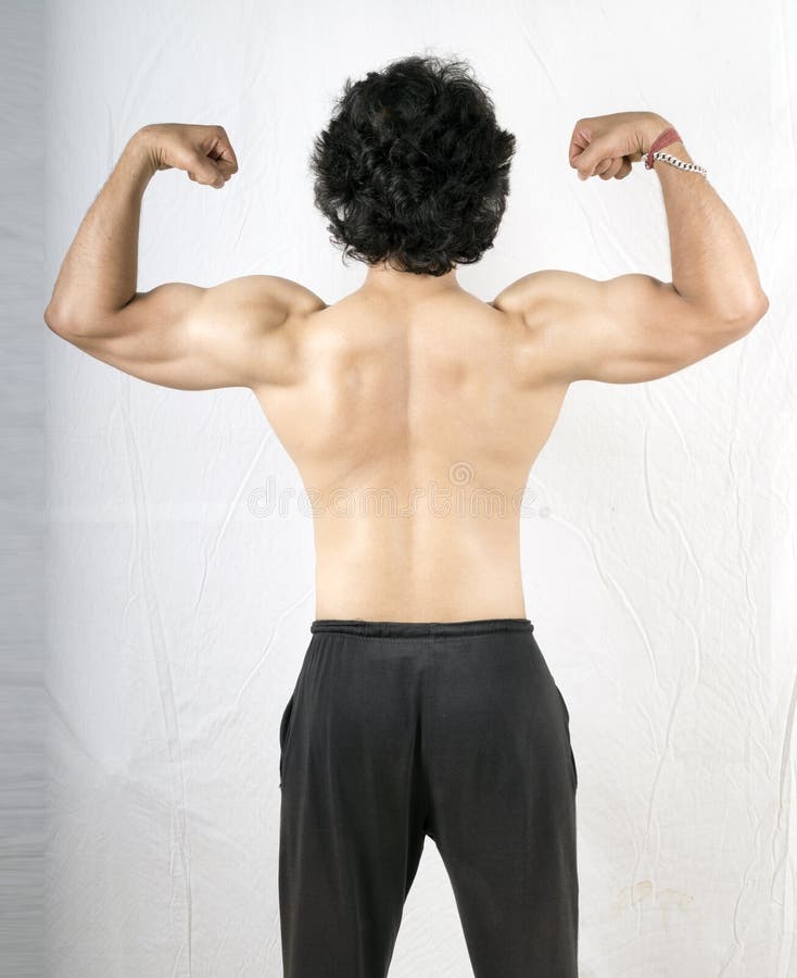 Indian Bodybuilder Posing Back Stock Photo - Image of mass, lower ...