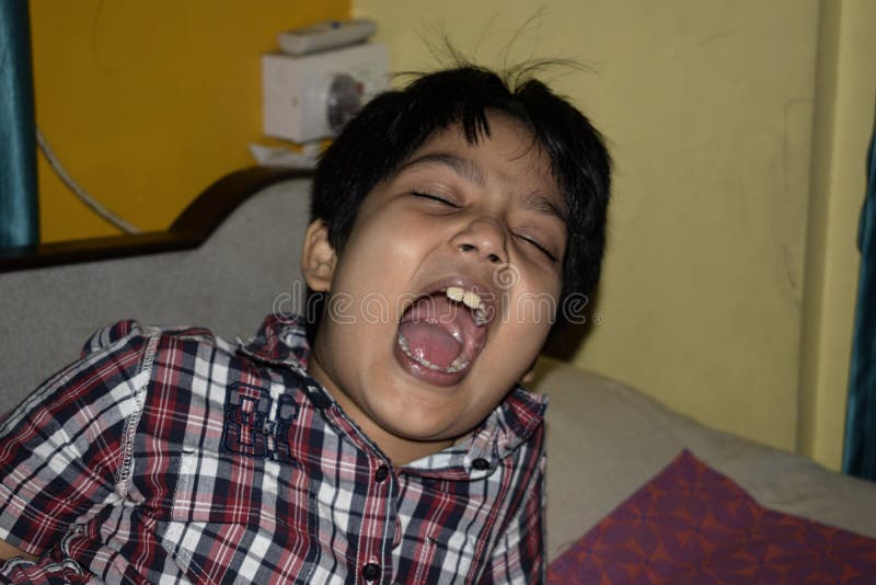 Indian Boy in a Joyous Mood Stock Photo - Image of hair, face: 201432752