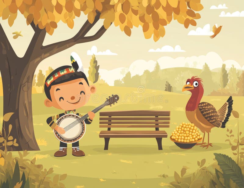 An Indian Boy and a Turkey in a Park Stock Photo - Image of wooden ...