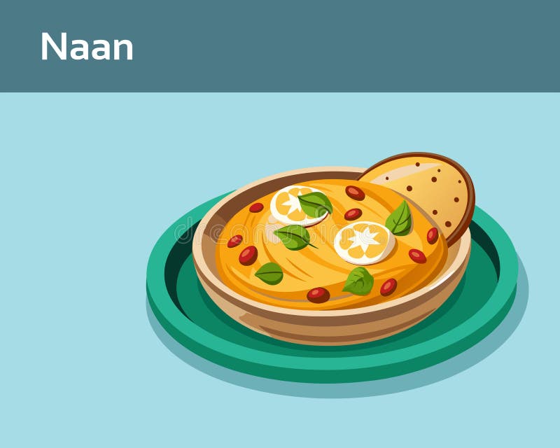 Indian Bread- Naan with a Coconut Chutney Stock Illustration ...