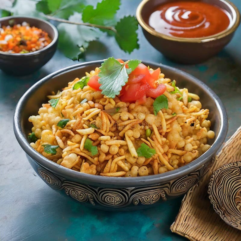 Indian Breakfast Bhel Puri Snacks Stock Image - Image of snacks, onion ...