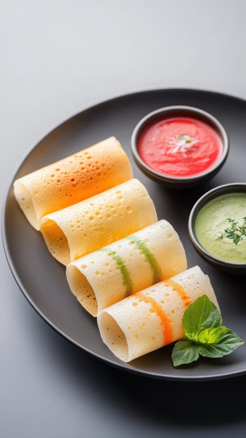 An Indian Breakfast with a Plate of Dosa in Soft Natural Light Stock ...