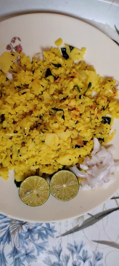 Indian breakfast poha stock photo. Image of snack, breakfast - 221004918