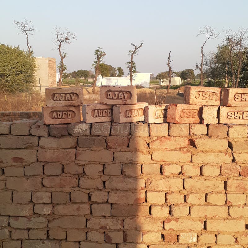 Indian Bricks Made from the Mixture of Cement,sand and Gravel Stock ...