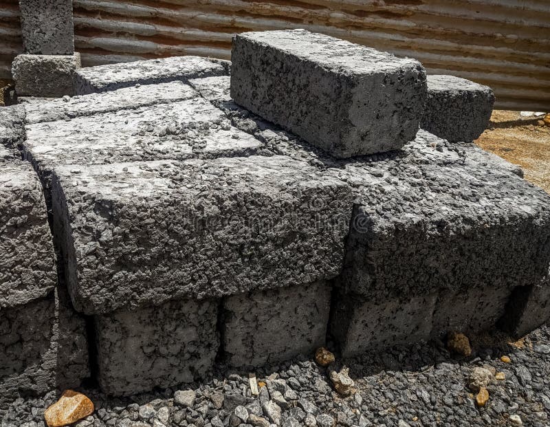 Indian Bricks Made from the Mixture of Cement,sand and Gravel Stock ...