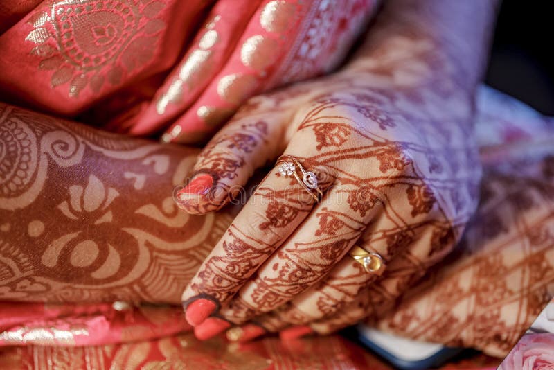 Indian Bridal Hand with Mehandi Design Stock Image - Image of bride ...